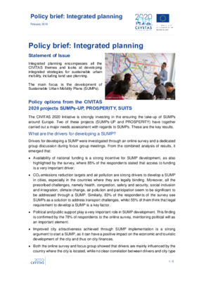 CIVITAS Policy Brief - Integrated Planning | CIVITAS